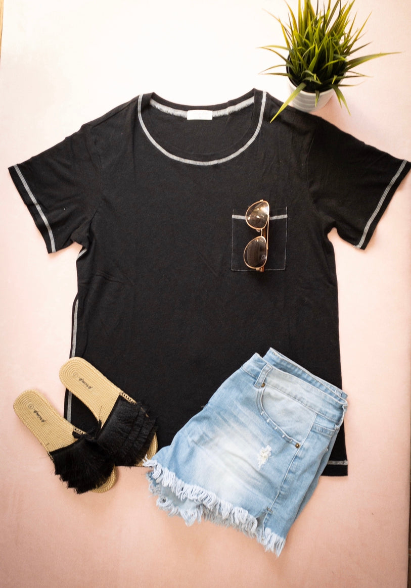 CONTRAST STITCH POCKET TEE – 130 Cole | Colletta Showroom Co-op